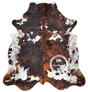 cowhide rug tricolor genuine hair on hide size: x-large (6ft x 7,5ft) (180cm x 225cm)