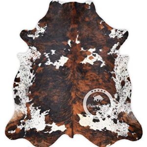 Cowhide Rug Tricolor Genuine Hair on Hide Size: X-Large (6ft x 7,5ft) (180cm x 225cm)