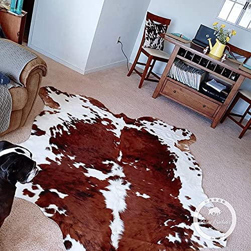 Cowhide Rug Tricolor Genuine Hair on Hide Size: X-Large (6ft x 7,5ft) (180cm x 225cm)