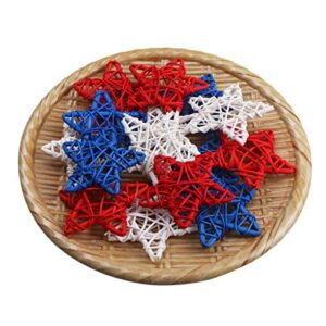 STMK 15 Pcs 4th of July Star Shaped Rattan Balls Decoration, 2.36 Inch Red White and Blue Star Shaped Wicker Balls for 4th of July Home Decor DIY Vase Bowl Filler Ornament Wedding Table Decoration