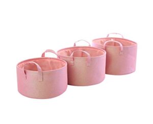 urban shop glitter storage bin, set of 3, blush