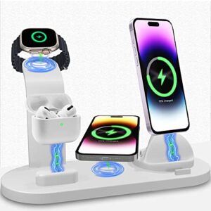 4-in-1 fast 15w apple charging station for multiple devices – wireless charging + plug for iphone 14/13/12/11/x/8 + airpods pro 2/pro/2/1 + apple watch stand se/7/6.+ samsung/android type-c/usb