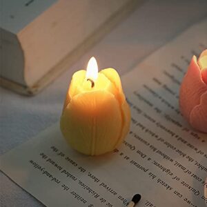 Tulip Flower Shaped Scented Candle,2 Pack Handmade Aroma Soy Wax Decorative Candle for Table Photo Prop Birthday Gift,Prefect for Meditation Stress Relief Mood Boosting Bath Yoga (Pink+Yellow)