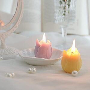 Tulip Flower Shaped Scented Candle,2 Pack Handmade Aroma Soy Wax Decorative Candle for Table Photo Prop Birthday Gift,Prefect for Meditation Stress Relief Mood Boosting Bath Yoga (Pink+Yellow)