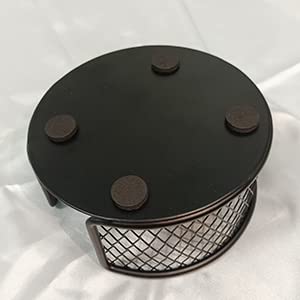 Round Metal Coaster Holder with Cork Paded Base, Black Minimalist Holder for 6PCS Ceramic Coasters of Upto 4" in Size