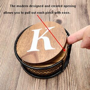 Round Metal Coaster Holder with Cork Paded Base, Black Minimalist Holder for 6PCS Ceramic Coasters of Upto 4" in Size