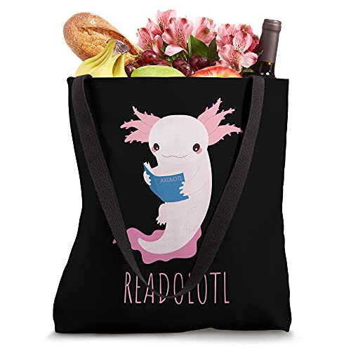 AXOLOTL reading a book | READOLOTL Book Worm Axolotl Tote Bag