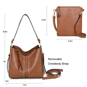 Montana West 3 PCS Set Hobo Purses for Women Large Crossbody Bags Leather Women's Shoulder Handbags Brown MWC-1001S-3BR