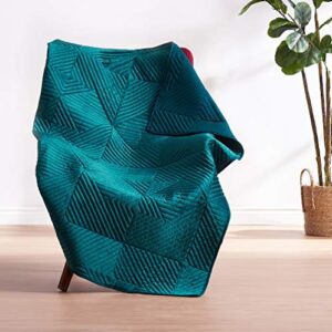 barefoot bungalow riviera velvet throw blanket, 50 x 60 in, teal