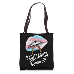 transgender pride sexy lips sagittarius queen birthday tote bag