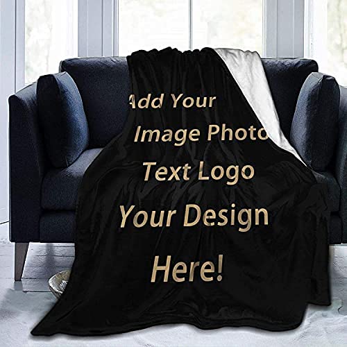 CAREFORM Custom Blanket with Photos Text Customized Blanket Personalized Flannel Throw Blankets for Christmas Halloween Fathers Mothers Adult Kid Birthday Valentines Day Gift(1 Photo,50x40 Inch)