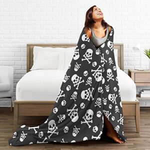 JASMODER Skull and Crossbones Blankets & Throws Soft Microfiber Cozy Warm Throw Blanket for Couch Bedroom Living Room