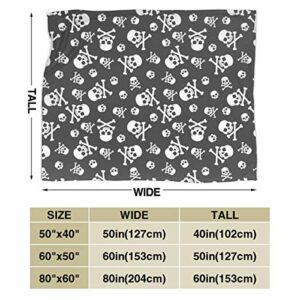 JASMODER Skull and Crossbones Blankets & Throws Soft Microfiber Cozy Warm Throw Blanket for Couch Bedroom Living Room