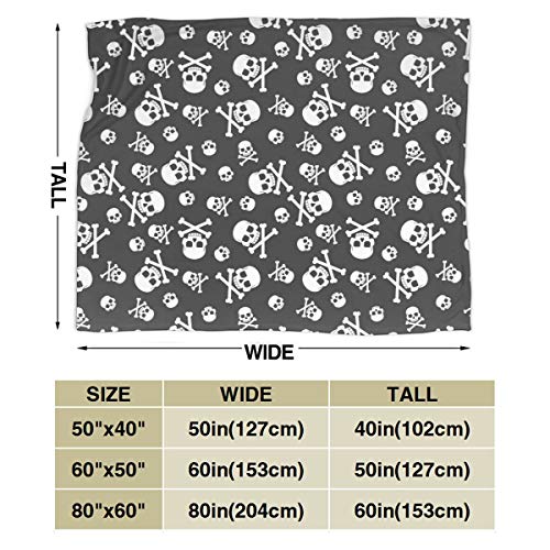 JASMODER Skull and Crossbones Blankets & Throws Soft Microfiber Cozy Warm Throw Blanket for Couch Bedroom Living Room