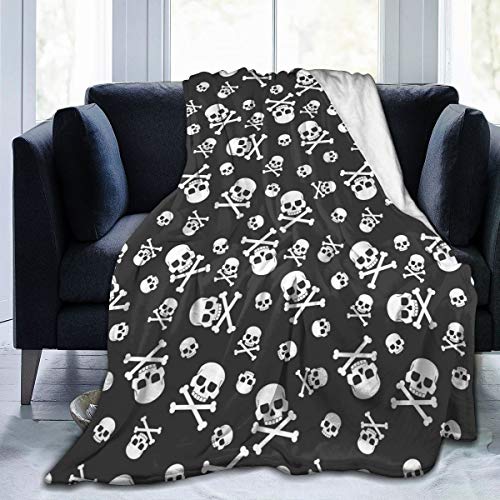 JASMODER Skull and Crossbones Blankets & Throws Soft Microfiber Cozy Warm Throw Blanket for Couch Bedroom Living Room