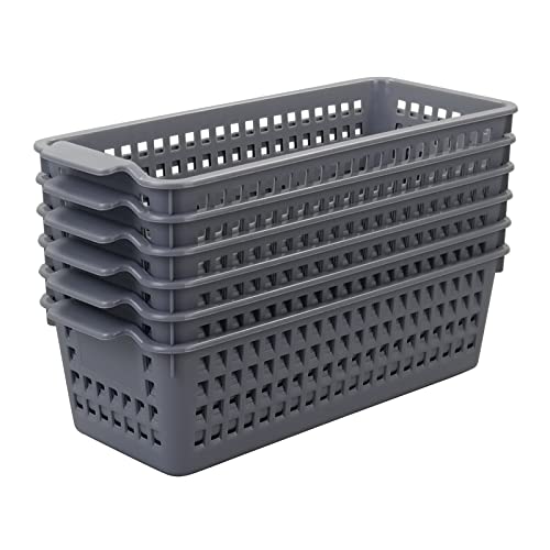 Leendines Small Plastic Storage Baskets, 6 Packs Small Office Baskets