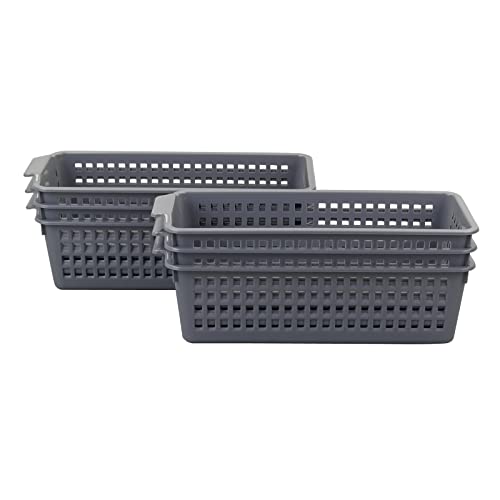 Leendines Small Plastic Storage Baskets, 6 Packs Small Office Baskets