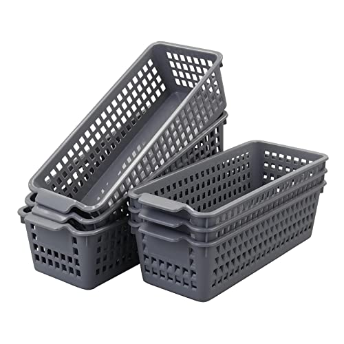 Leendines Small Plastic Storage Baskets, 6 Packs Small Office Baskets