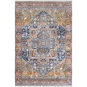 nuLOOM Harriet Vintage Medallion Fringe Accent Rug, 2' x 3', Rust