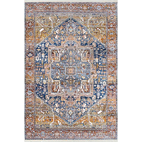 nuLOOM Harriet Vintage Medallion Fringe Accent Rug, 2' x 3', Rust