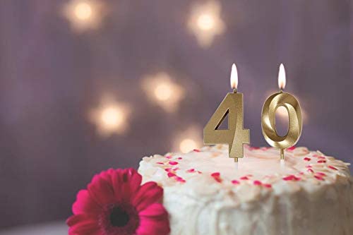 Bailym 40th Birthday Candles,Gold Number 40 Cake Topper for Birthday Decorations Party Decoration