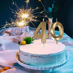 Bailym 40th Birthday Candles,Gold Number 40 Cake Topper for Birthday Decorations Party Decoration