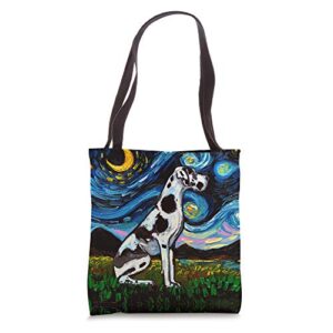 harlequin great dane starry night dog animal art by aja tote bag