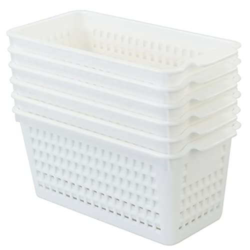 Kiddream Small Storage Baskets, Plastic Organizer Basket Bins Set of 6, White