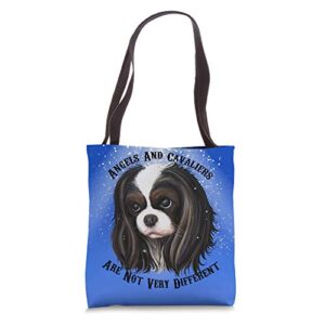 cavalier king charles spaniel, tricolor cavalier tote bag