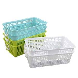 eudokkyna mini plastic storage basket, office desktop basket set of 6, f