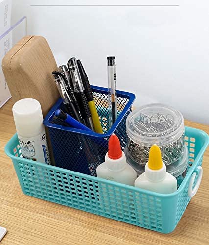 EudokkyNA Mini Plastic Storage Basket, Office Desktop Basket Set of 6, F