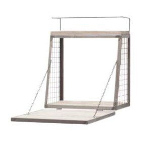 my swanky home modern chic mesh metal wall liquor bar cabinet chained fold down wood shelf