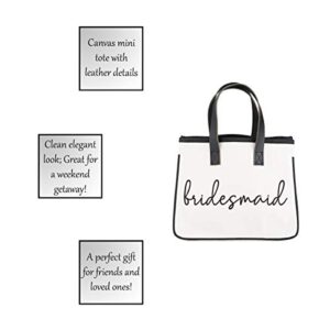 Santa Barbara Design Studio Tote Bag Wedding Collection Black and White 100% Cotton Canvas with Genuine Leather Handles, Small, Bridesmaid