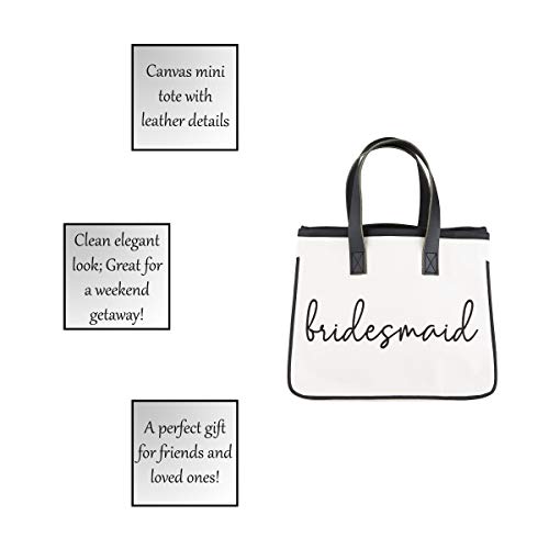 Santa Barbara Design Studio Tote Bag Wedding Collection Black and White 100% Cotton Canvas with Genuine Leather Handles, Small, Bridesmaid