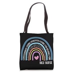 nicu nurse cute rainbow tote bag