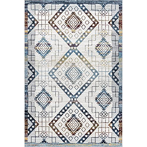 nuLOOM Kajal Machine Washable Southwestern Geometric Area Rug, 8' x 10', Beige