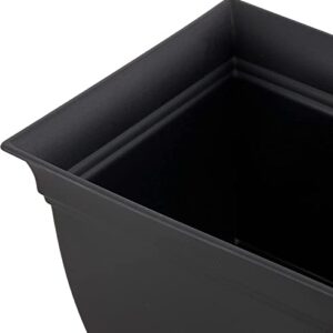 The HC Companies 30 Inch Eclipse Window Planter - Indoor Outdoor Rectangular Plant Pot with Removable Saucer for Flowers, Herbs, Black