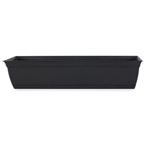 The HC Companies 30 Inch Eclipse Window Planter - Indoor Outdoor Rectangular Plant Pot with Removable Saucer for Flowers, Herbs, Black