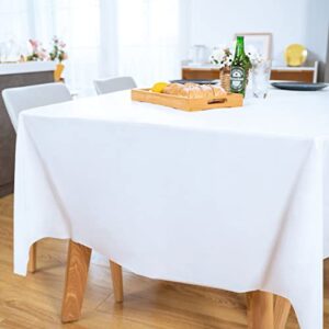 Plastic Table Cloth for Parties, Disposable Tablecloth 54" x 108", Pack of 6, White Rectangle