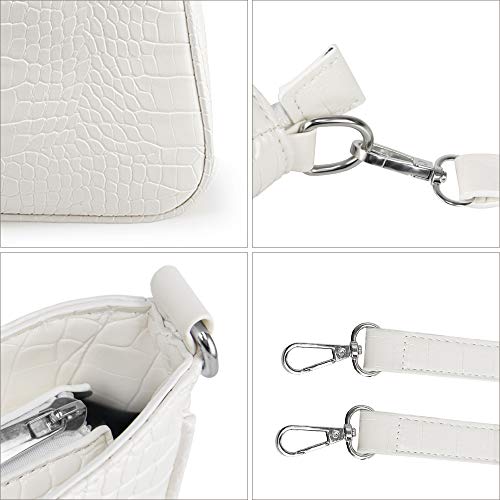 Small Shoulder Bag - With Two Removable Straps Retro Classic Clutch Purse Tote Handbags for Woman (White)