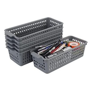 yarebest plastic storage bins, small basket, 6 pack grey baskets