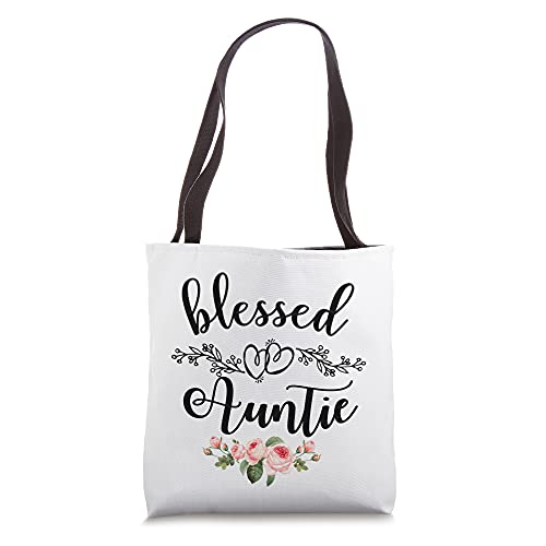 Womens Blessed Auntie Cute Flower Auntie Gift Tee Tote Bag