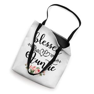 Womens Blessed Auntie Cute Flower Auntie Gift Tee Tote Bag