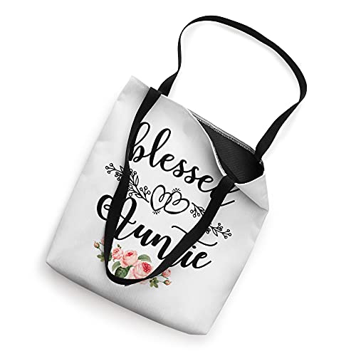 Womens Blessed Auntie Cute Flower Auntie Gift Tee Tote Bag