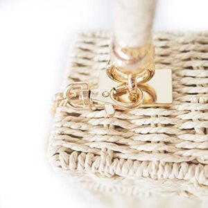 LCC ACBLI FEELOMA JIYALI Handwoven Rattan Vintage Purse Natural Chic Casual Handbag Beach Sea Tote Basket Straw Vacation Bag, Off-White