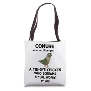 funny definition my green cheek conure parrot lovers gift tote bag