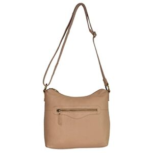 Zinda Genuine Leathers Women's Handbag Hobo Top Zip Crossbody Shoulder Sling (Beige)