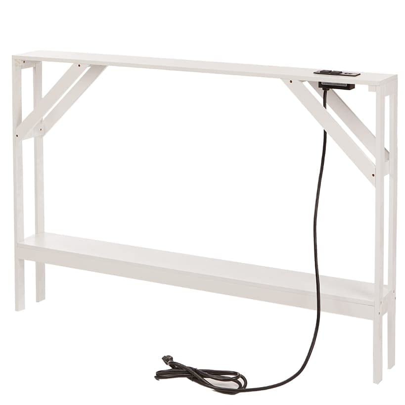 Skinny Sofa Table with Outlet - Modern Accent Table with White Finish