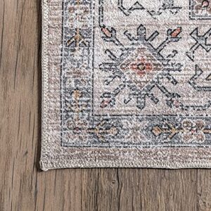 nuLOOM Finley Machine Washable Vintage Distressed Area Rug, 6' x 9', Beige