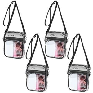 4 pieces clear bag stadium approved crossbody bags transparent cross body bag travel clear shoulder bag waterproof stadium bag pvc crossbody purse bag for women men business concerts festivals supply